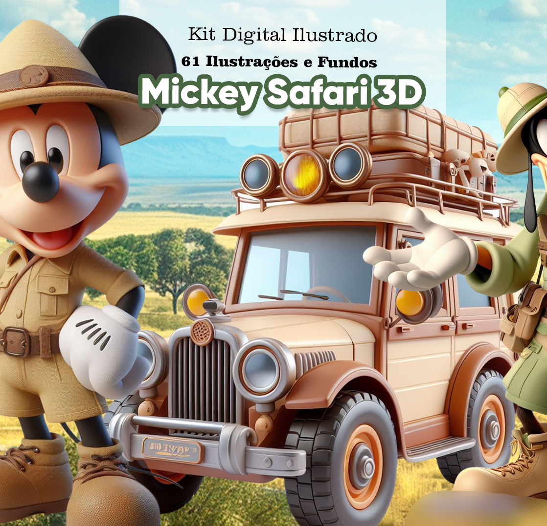Kit Digital Mickey Safari 3D - ILLUSTRADEB