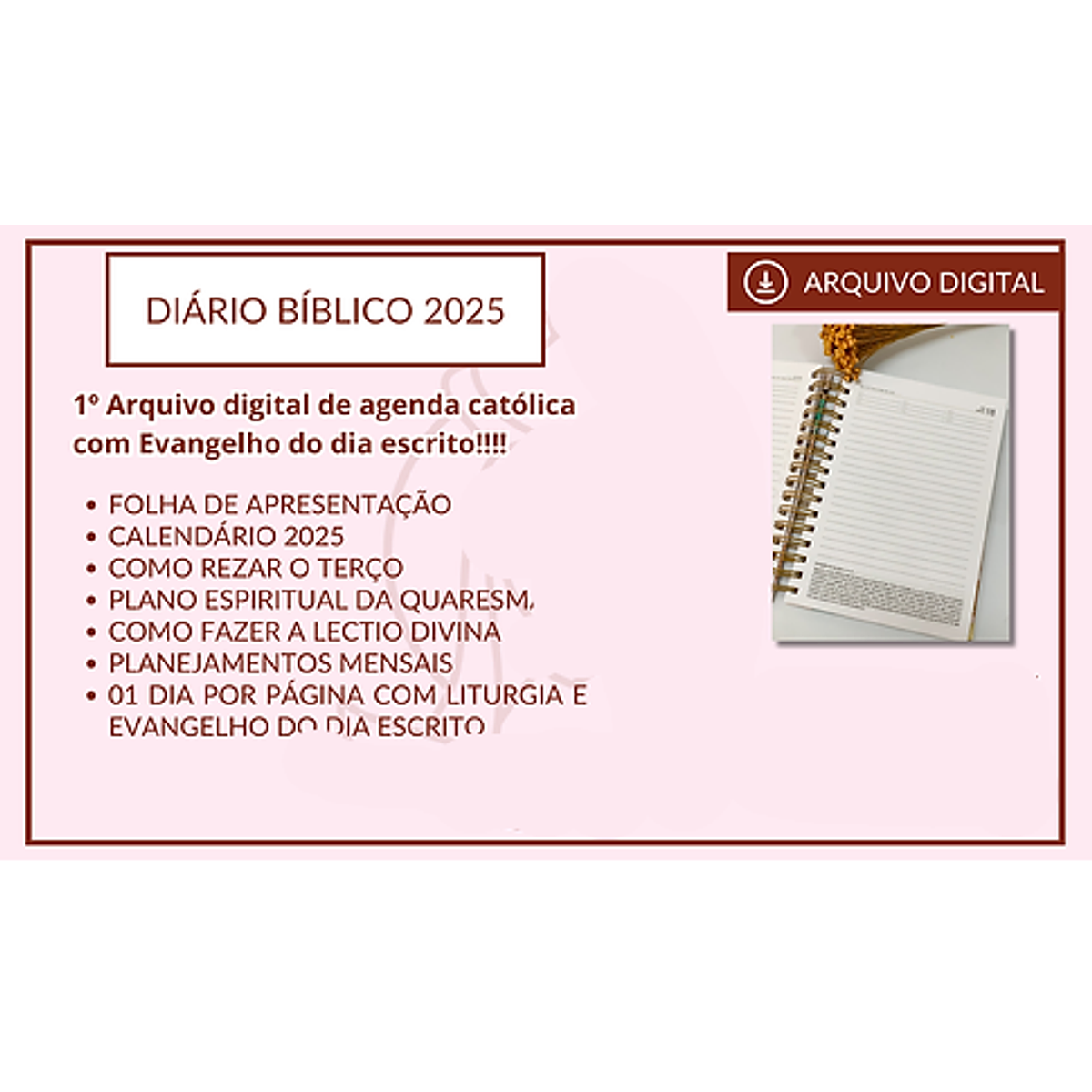 Arquivo Diário com Evangelho Católico A5 2025 - ora que pass