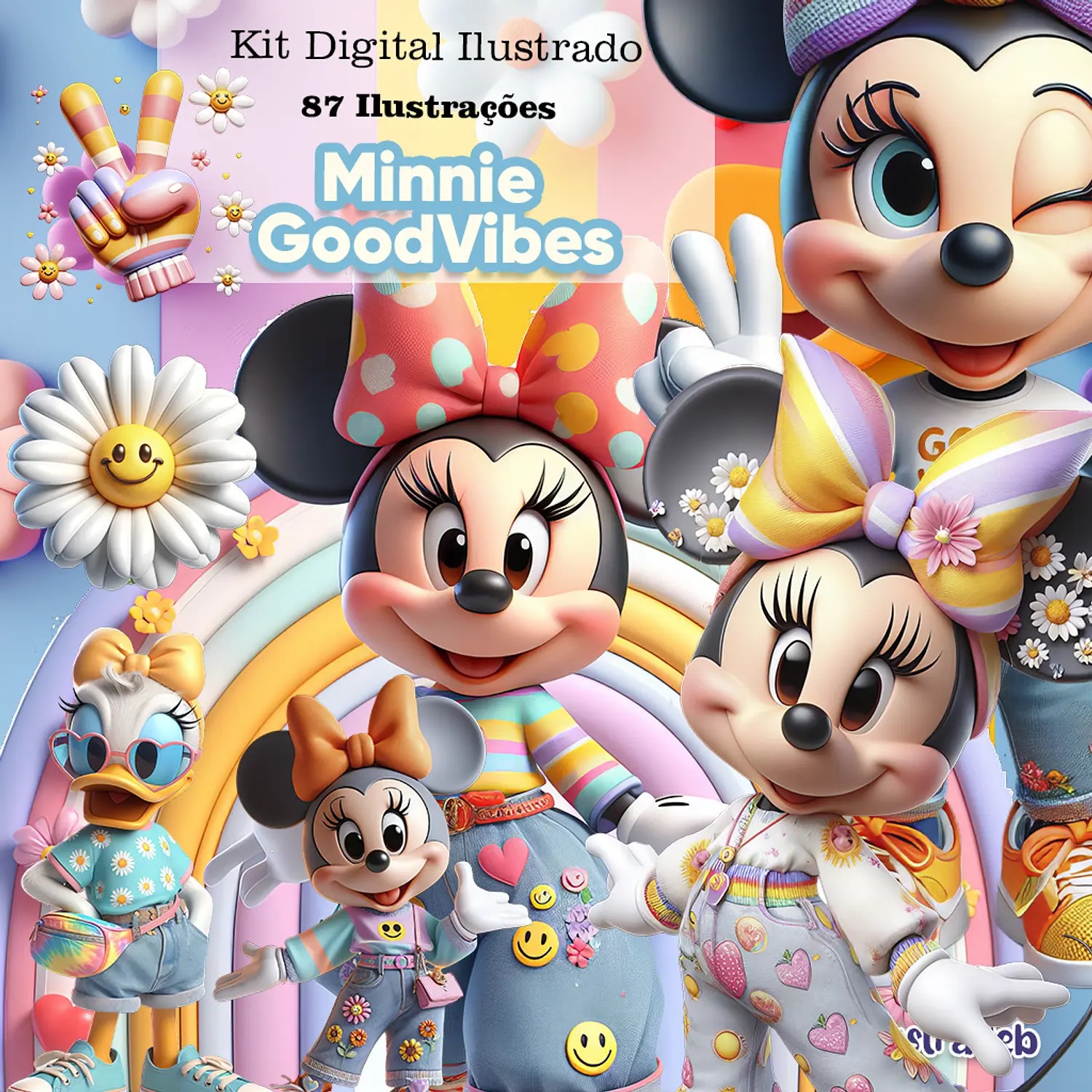 Kit Digital Minnie Good Vibes - Illustradeb