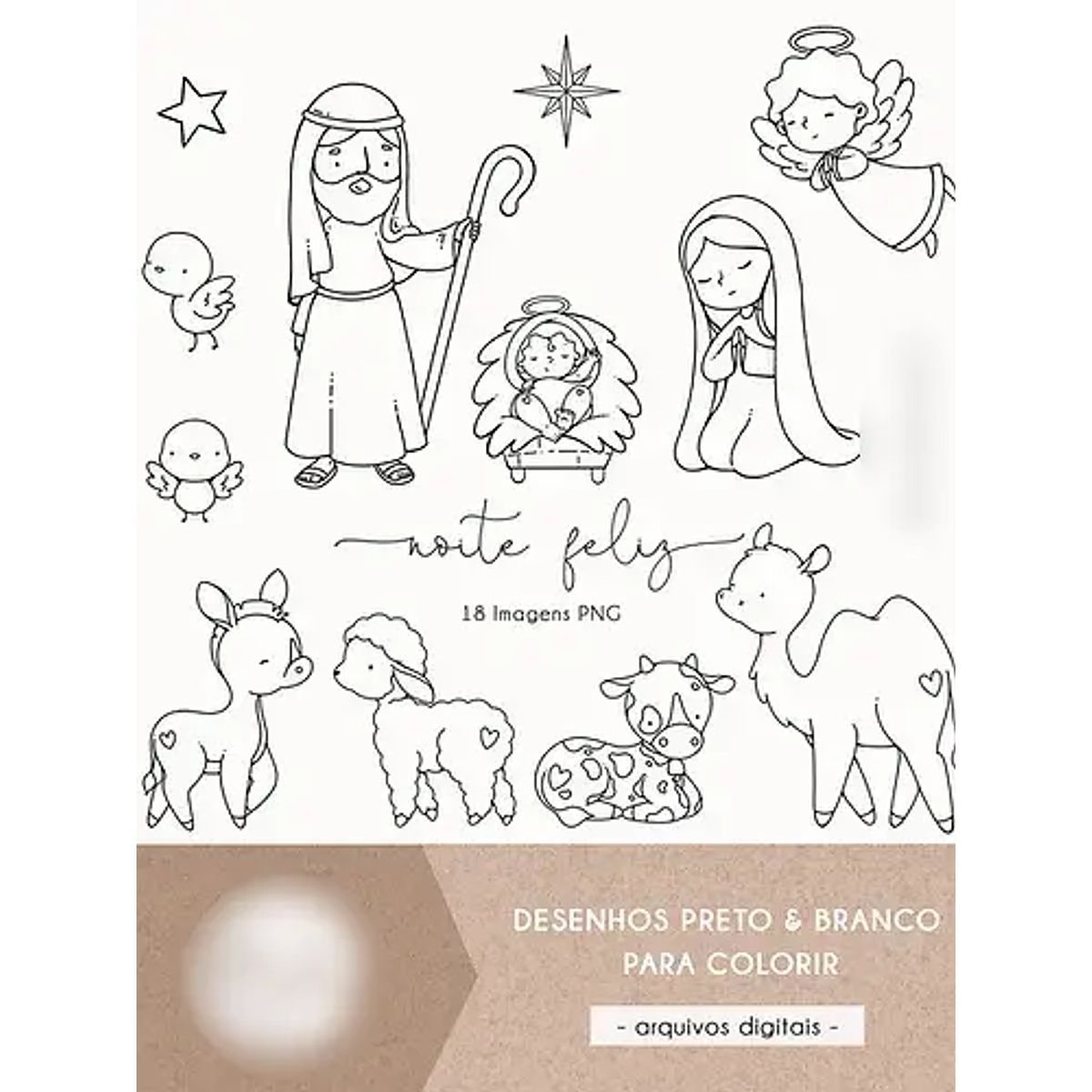 Kit Digital Natal Noite Feliz Para Colorir - Ni Estudio