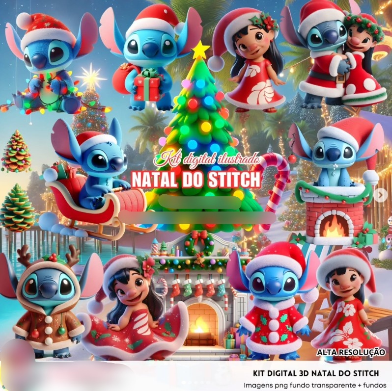 Kit Digital Natal do Stitch - Fanddy