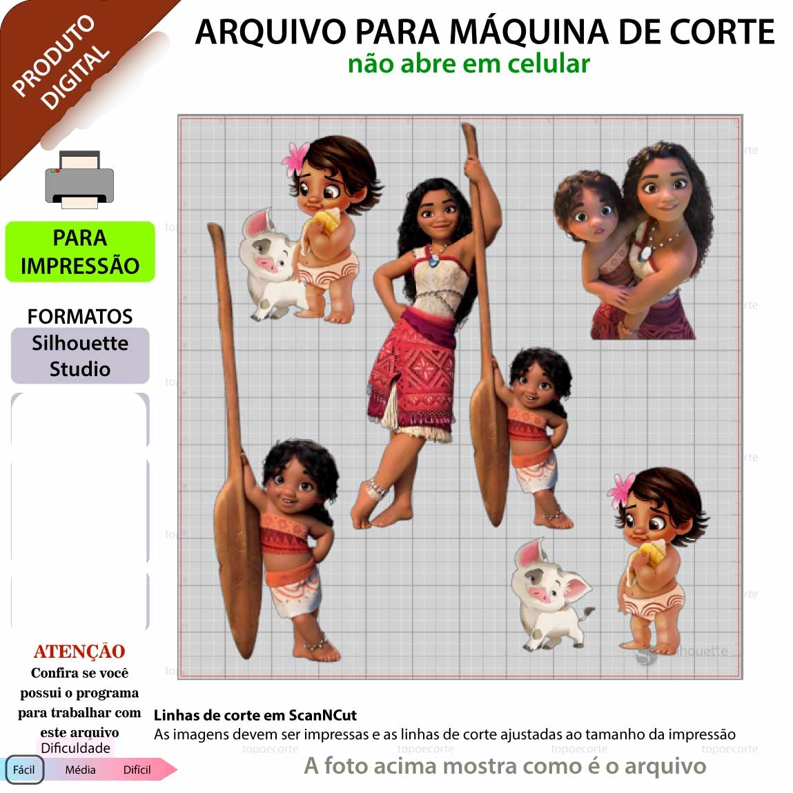 Arquivo topo de bolo Moana 2 - TOPO E CORTE