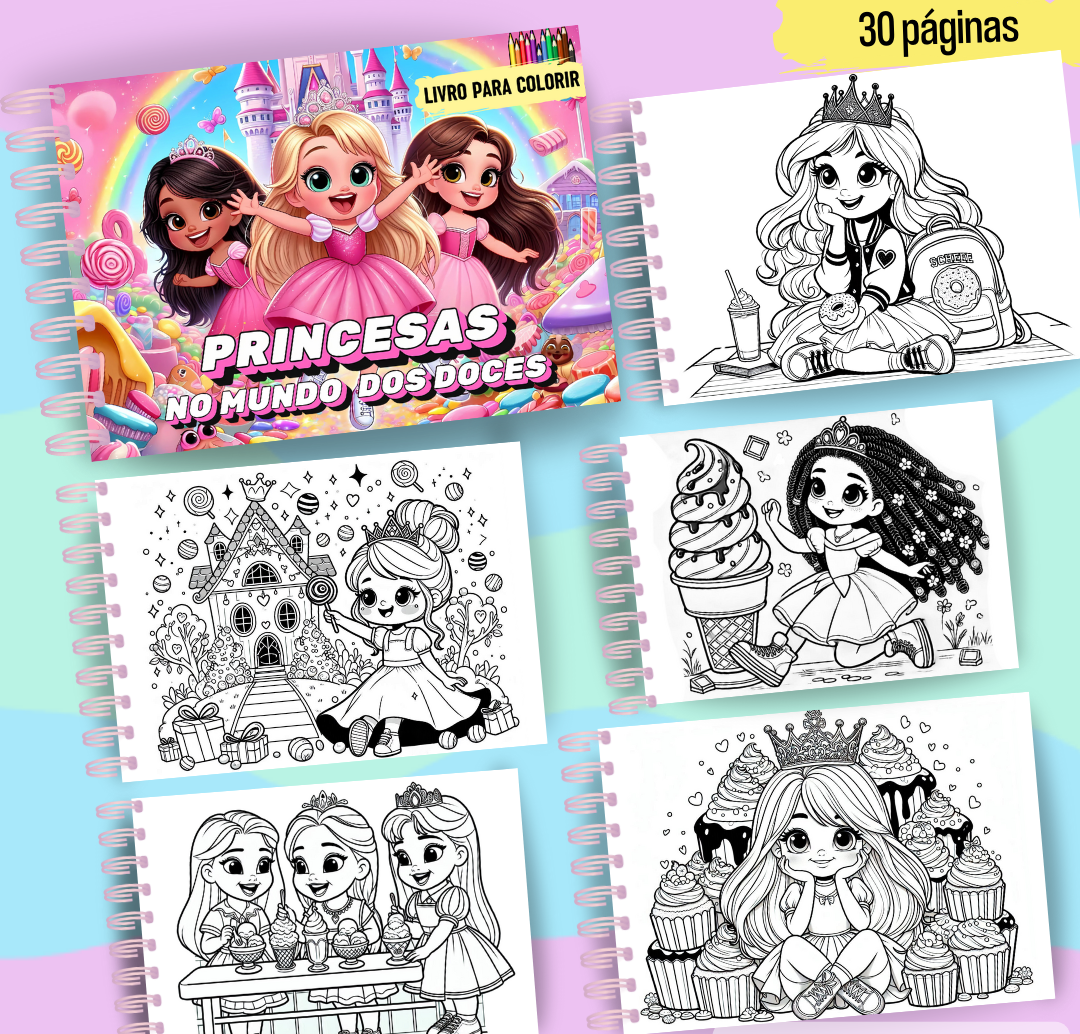 Arquivo Livro de Colorir Princesas no Mundo Doce - Caramelo