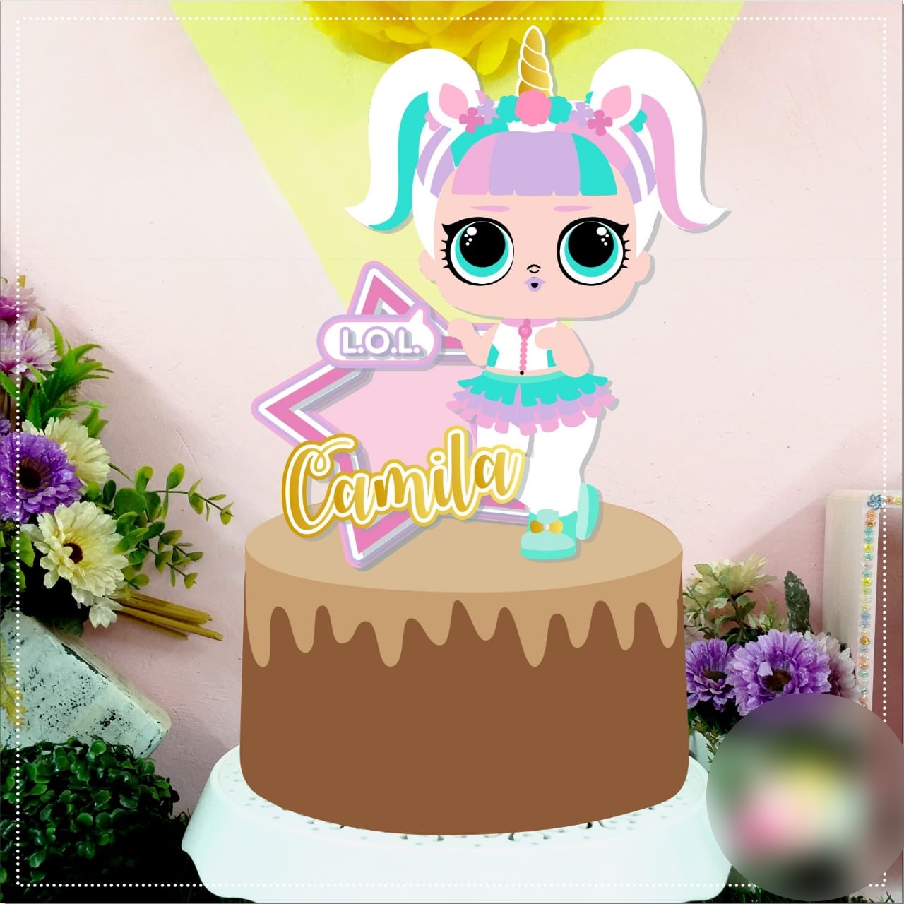 Arquivo topo de bolo Shaker lol unicórnio