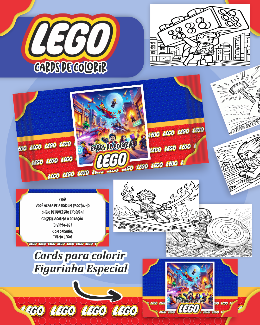 Arquivo Card de Colorir Lego - PAMELLA