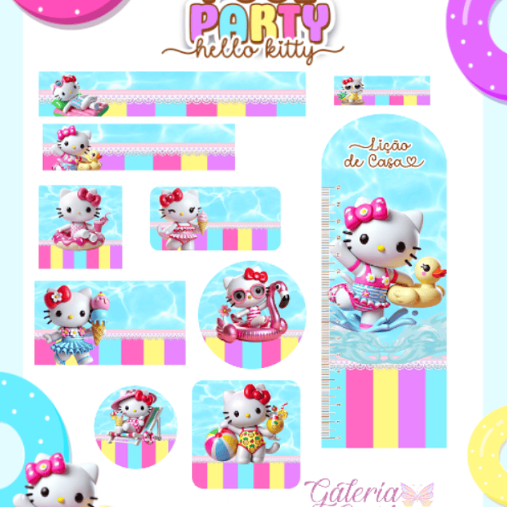 Arquivo Etiqueta Escolar Hello Kitty Pool Party