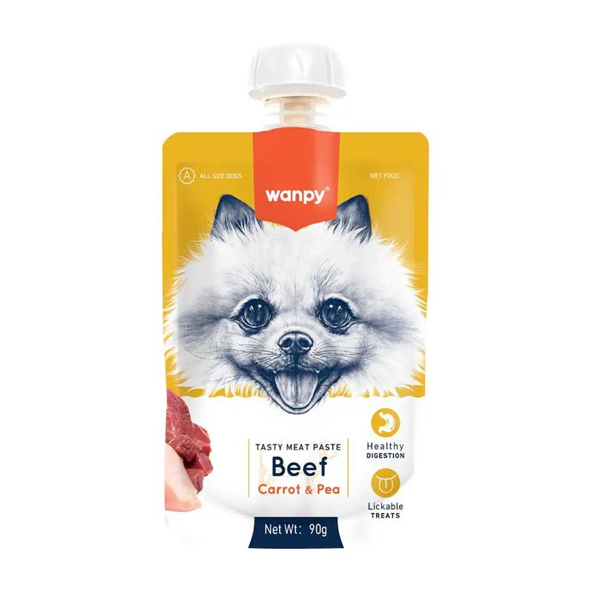 Wanpy Meat Paste Vacuno Zanahoria y Guisantes 90gr