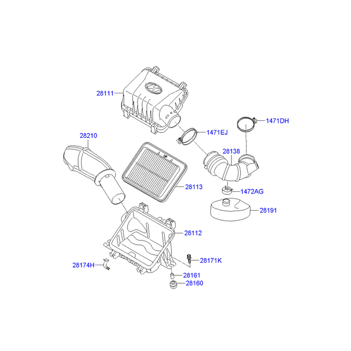 Purificador Aire Completo Hyundai I10 Ref: 28112-0X000 Y 281