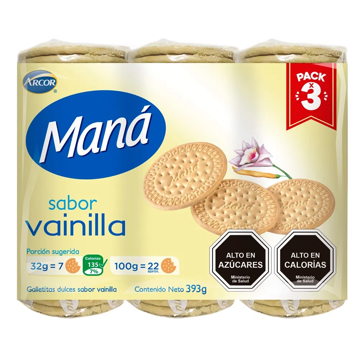 GALLETA MANA VAINILLA TRIPACK 393grs. (12) | GINO
