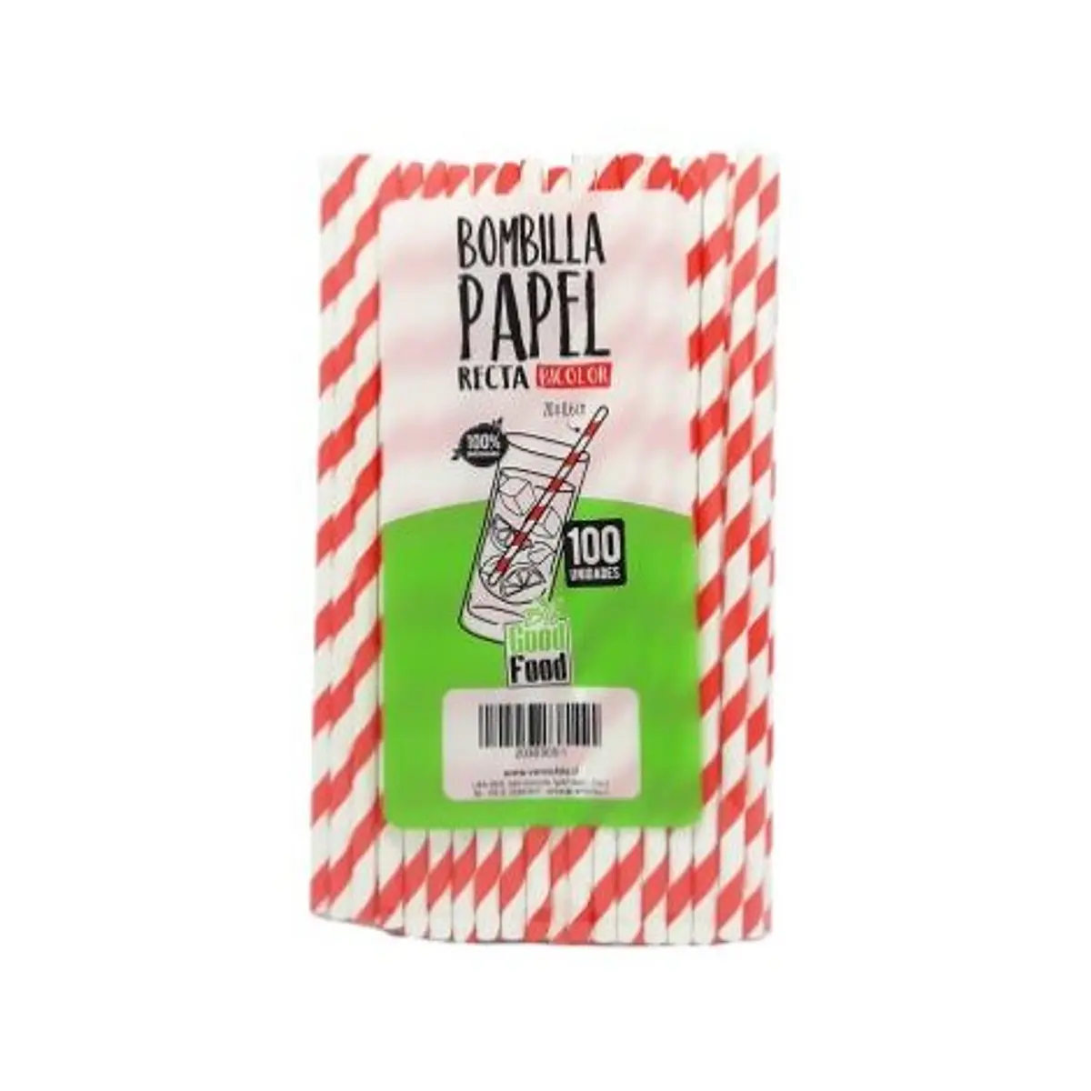 BOMBILLA PAPEL RECTA BICOLOR GOOD FOOD x 100u.(100 | GINO