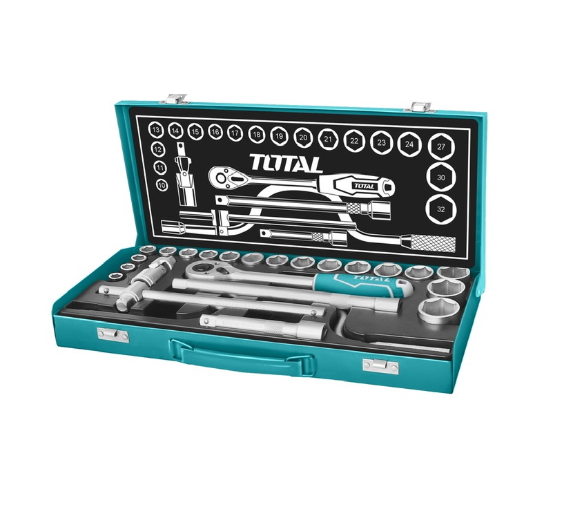 JUEGO DE DADOS 24 PIEZAS + CHICHARRA TOTAL TOOLS THT141253