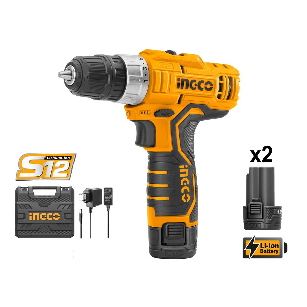 TALADRO ATORNILLADOR 10MM S12 12 VOLT MALETA + 2 BATERIAS...