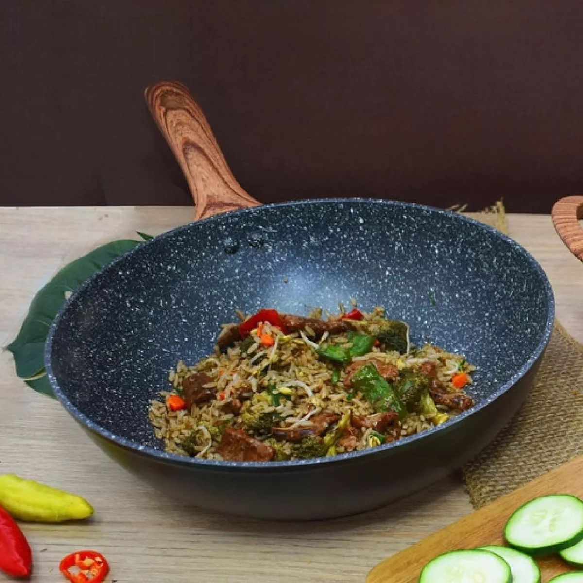 Sartén Wok Antiadherente Keep 28cm Granite Black Collection