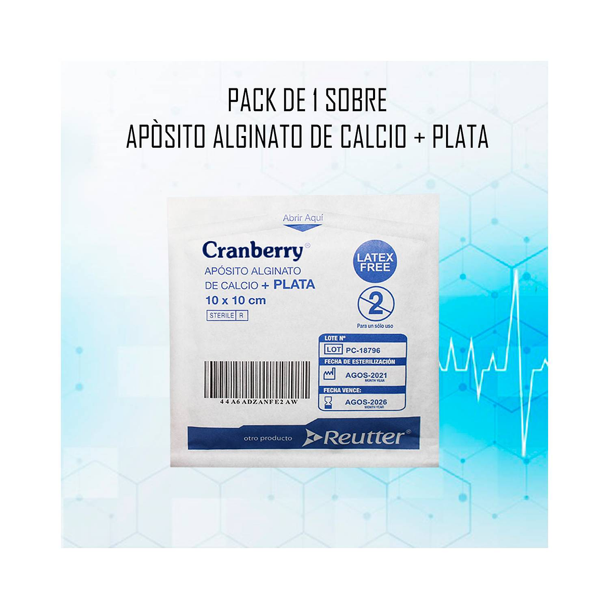 ALGINATO DE CALCIO + PLATA LAMINA 10X10