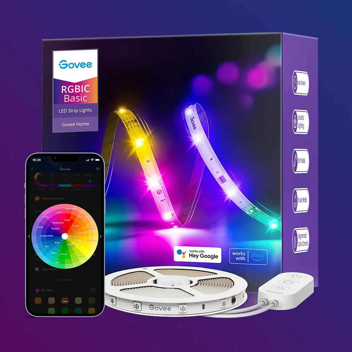 Tira de luces LED Govee RGBIC Wi-Fi + Bluetooth (2 x 10mts)