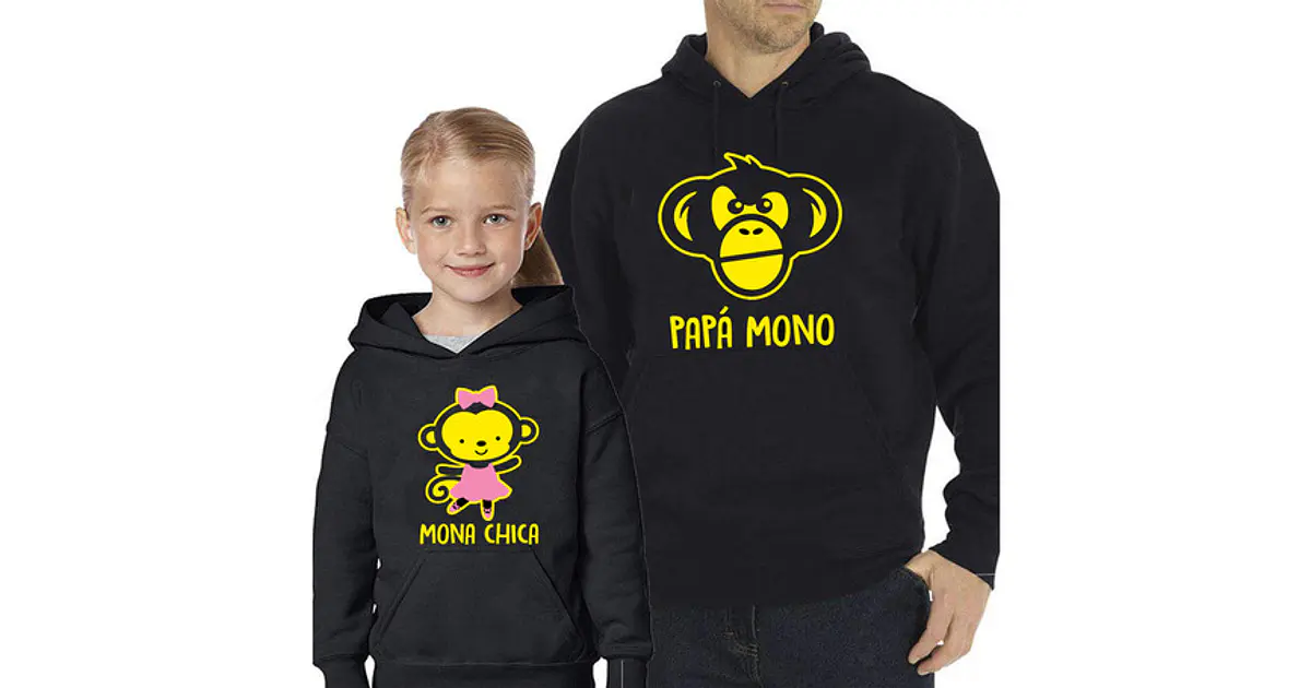 Pack Polerón Papa Mono Mona Chica Papa Hija Grafimax