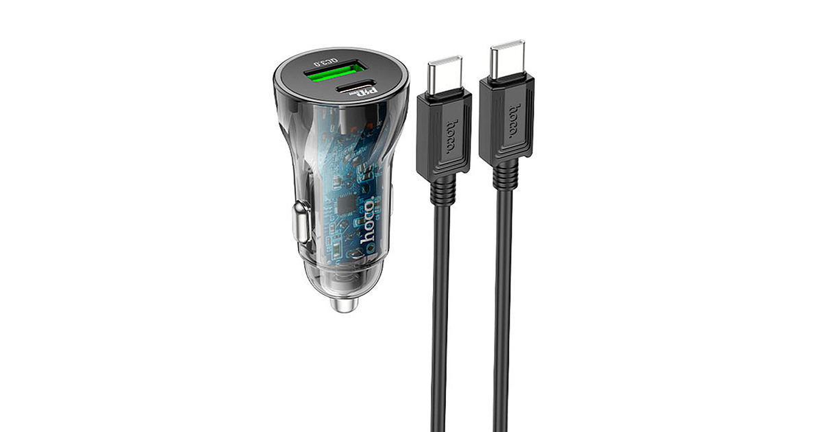Cargador para Auto Hoco Z47A PD a PD PD30W QC3.0 Negro