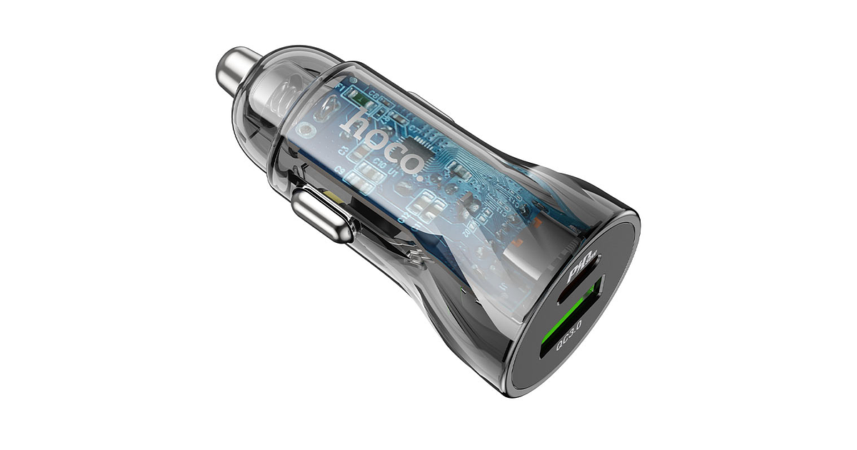 Hoco Cargador Dual Auto Z47A Transparent Discovery PD30W+...