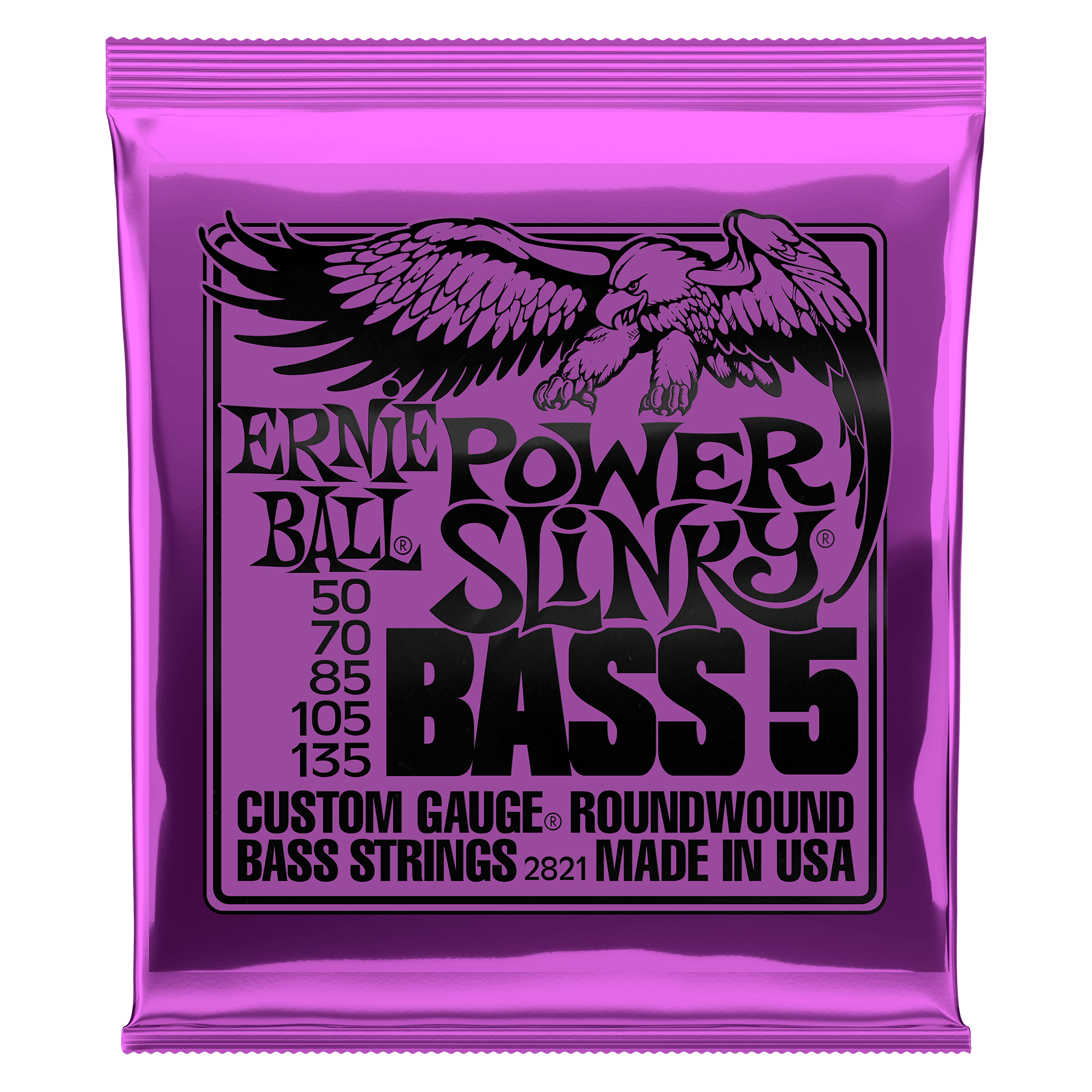 P02821 Set 5 Cuerdas Power Slinky Bajo Eléctrico 50-135 Erni