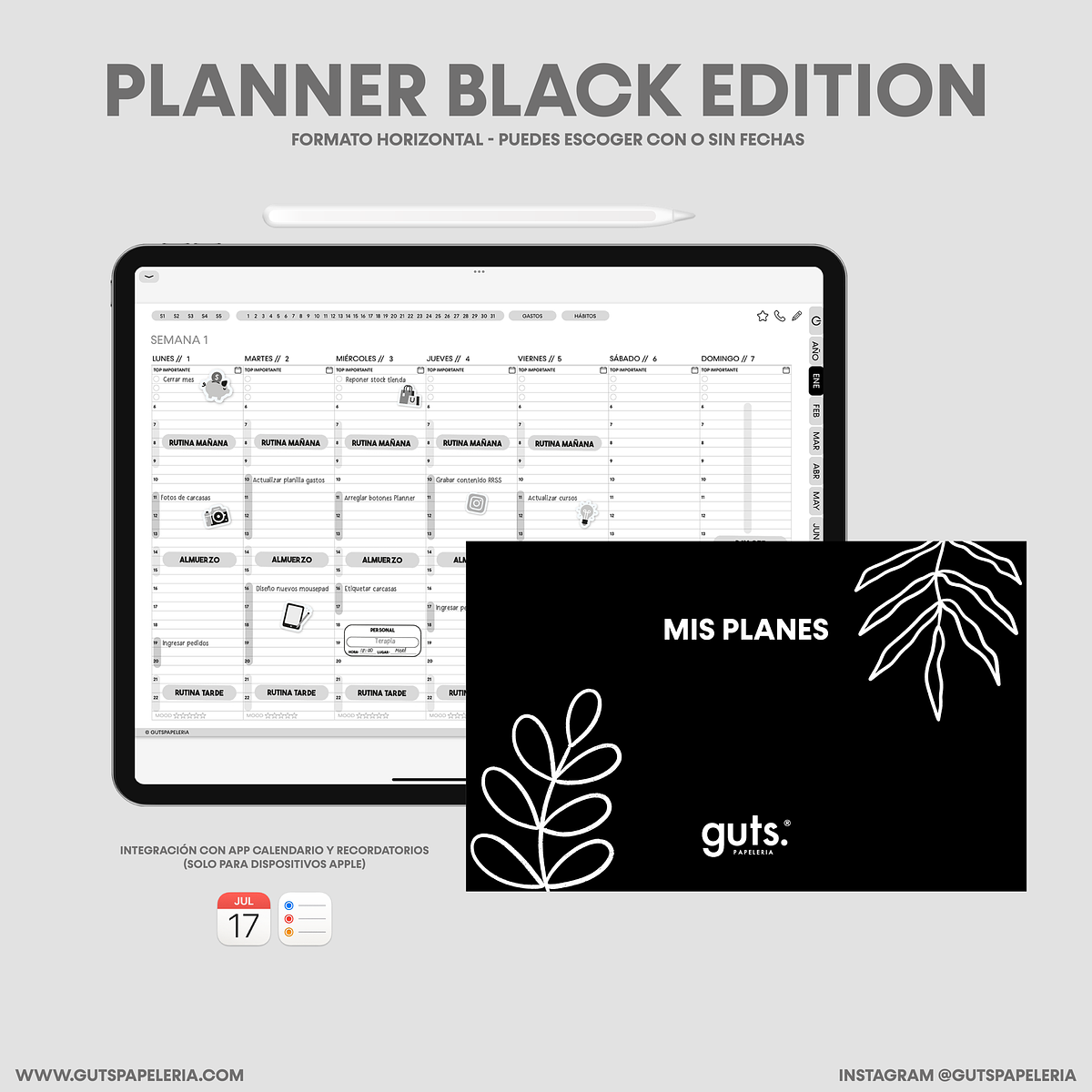 Planner Black Horizontal
