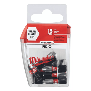 Set De 25 Puntas + Adaptador De Impacto Milwaukee Ph2 X 25mm