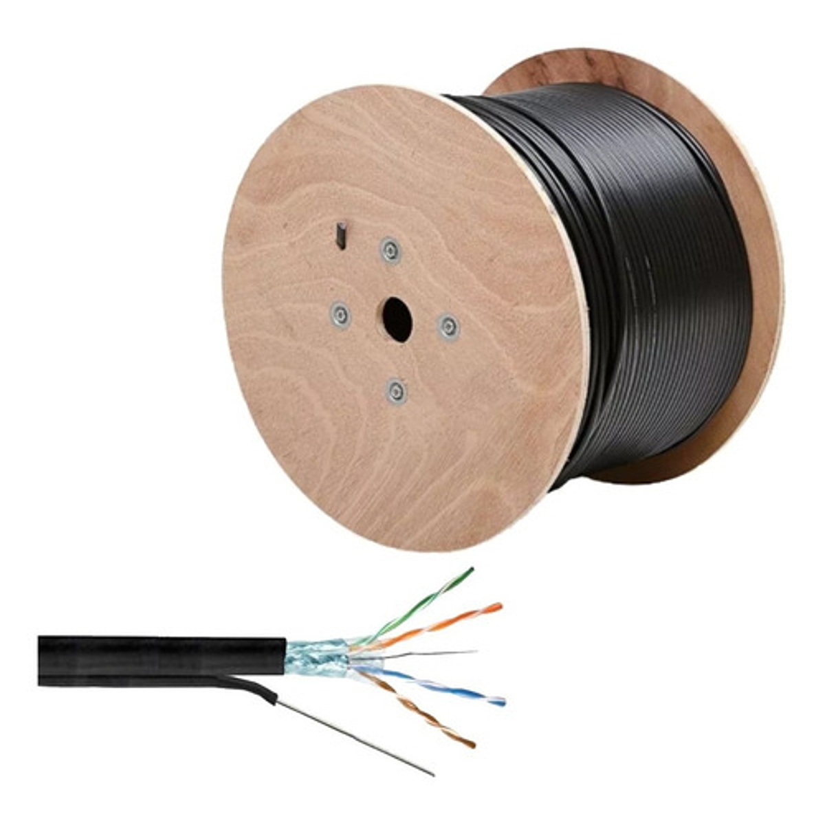 Rollo De Cable Utp Cat5 Cca Exterior C/acero 305m