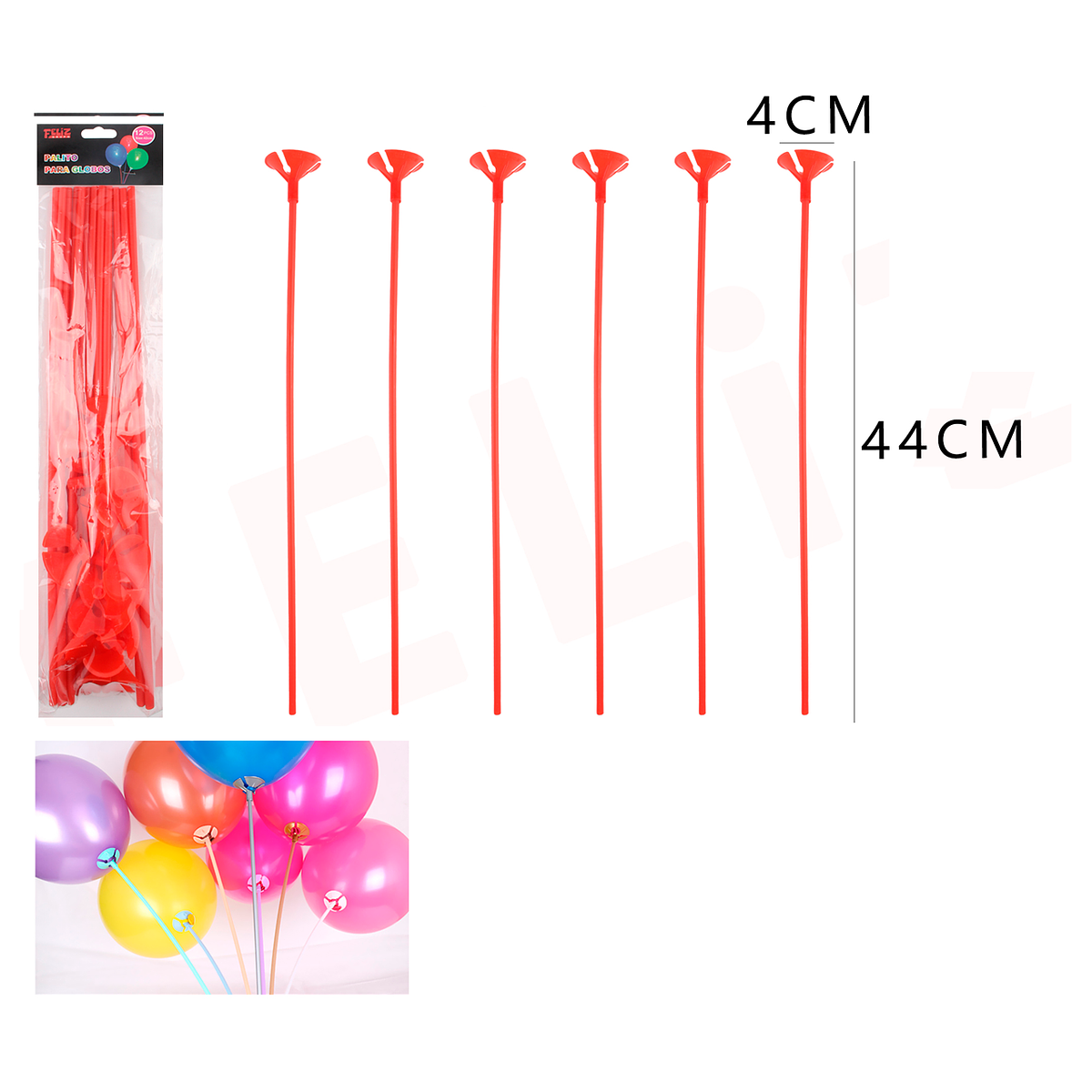 Varilla De Globo Rojo 12 pcs