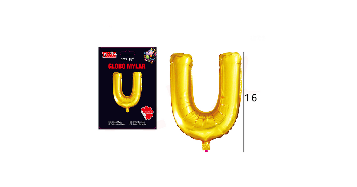 Globo Letra U Dorada 40 cm