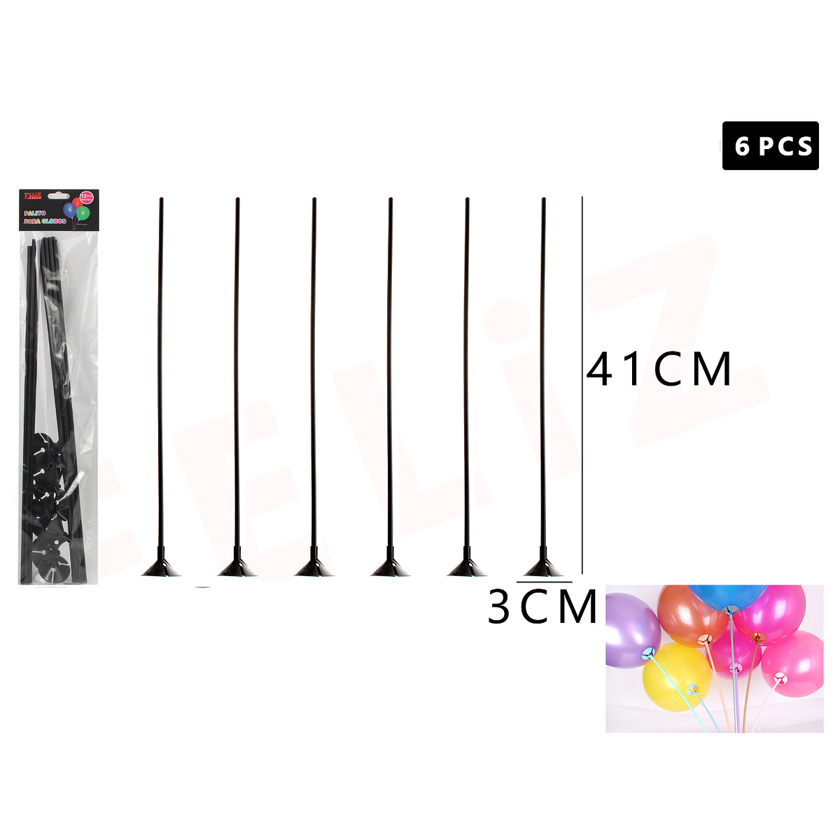 Varilla De Globo Negro 6 pcs