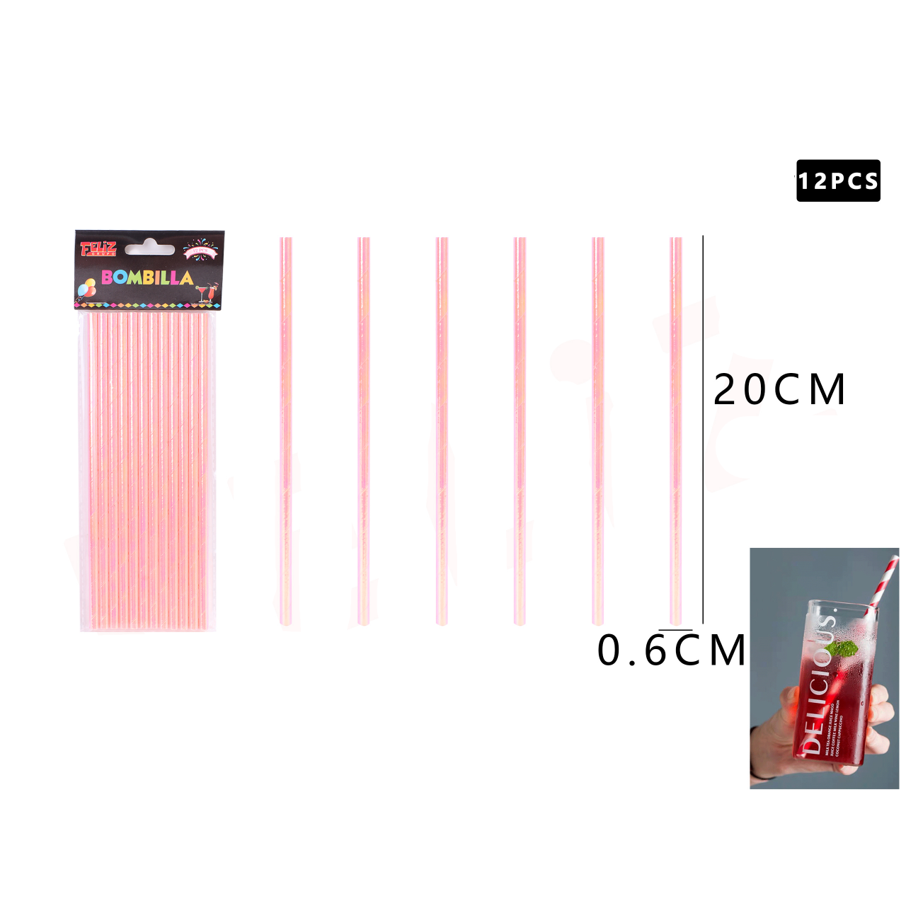Bombillas Rosado 12pcs