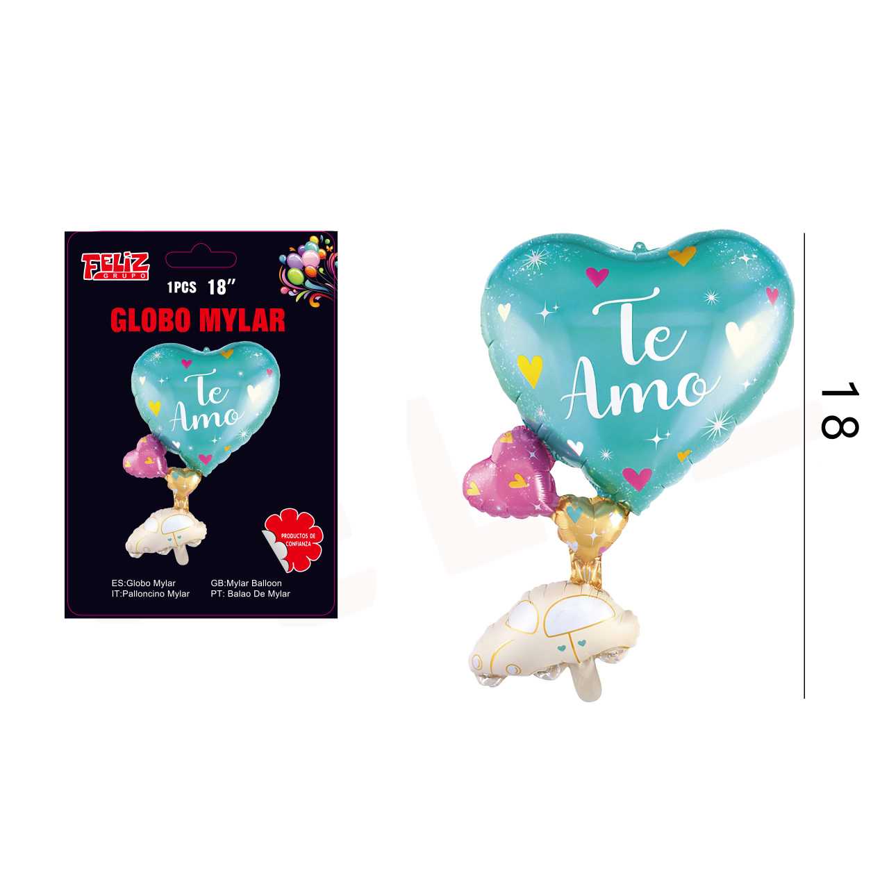 Globo Corazón Celeste Te Amo con Auto