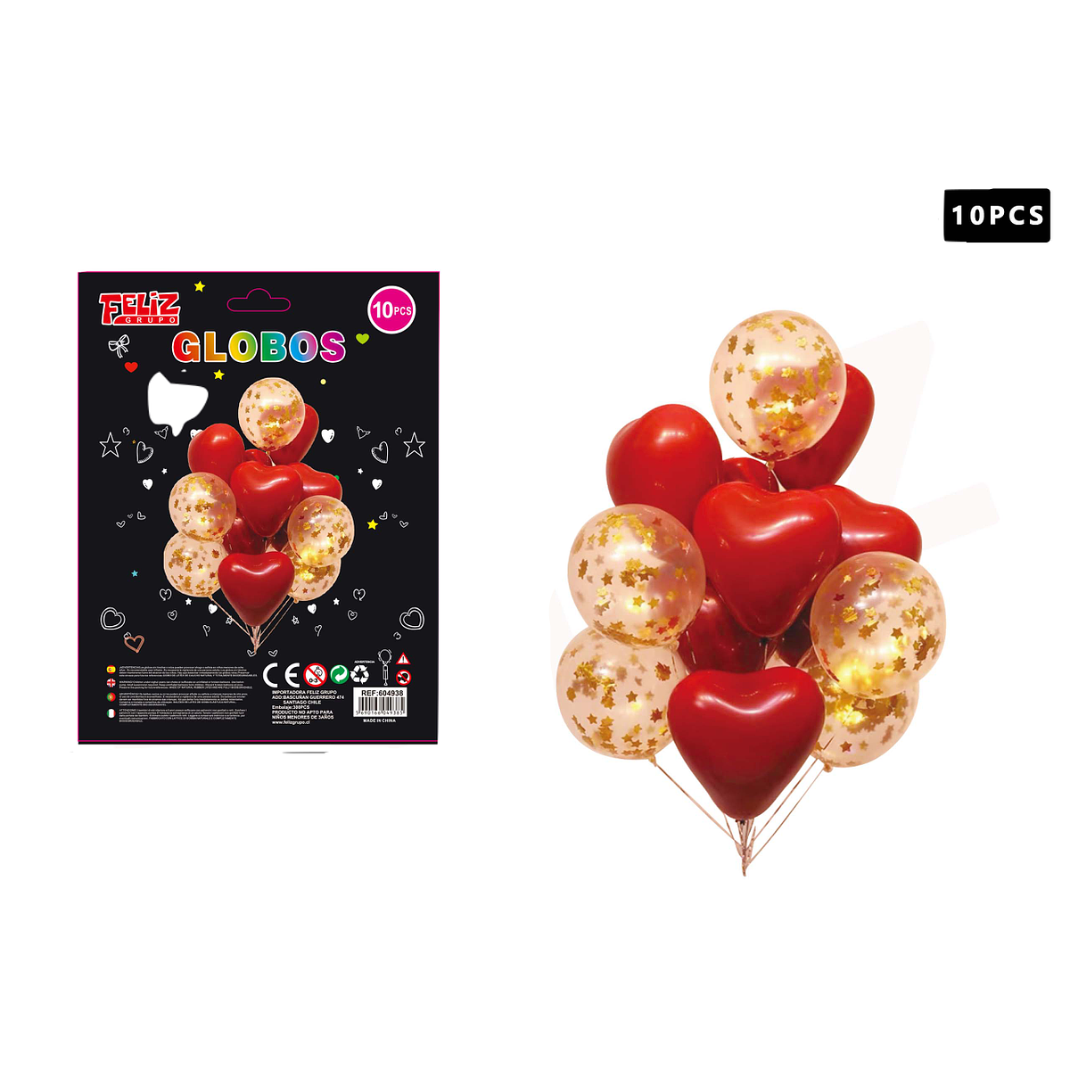 Set Globos Corazón Rojo 10 pcs