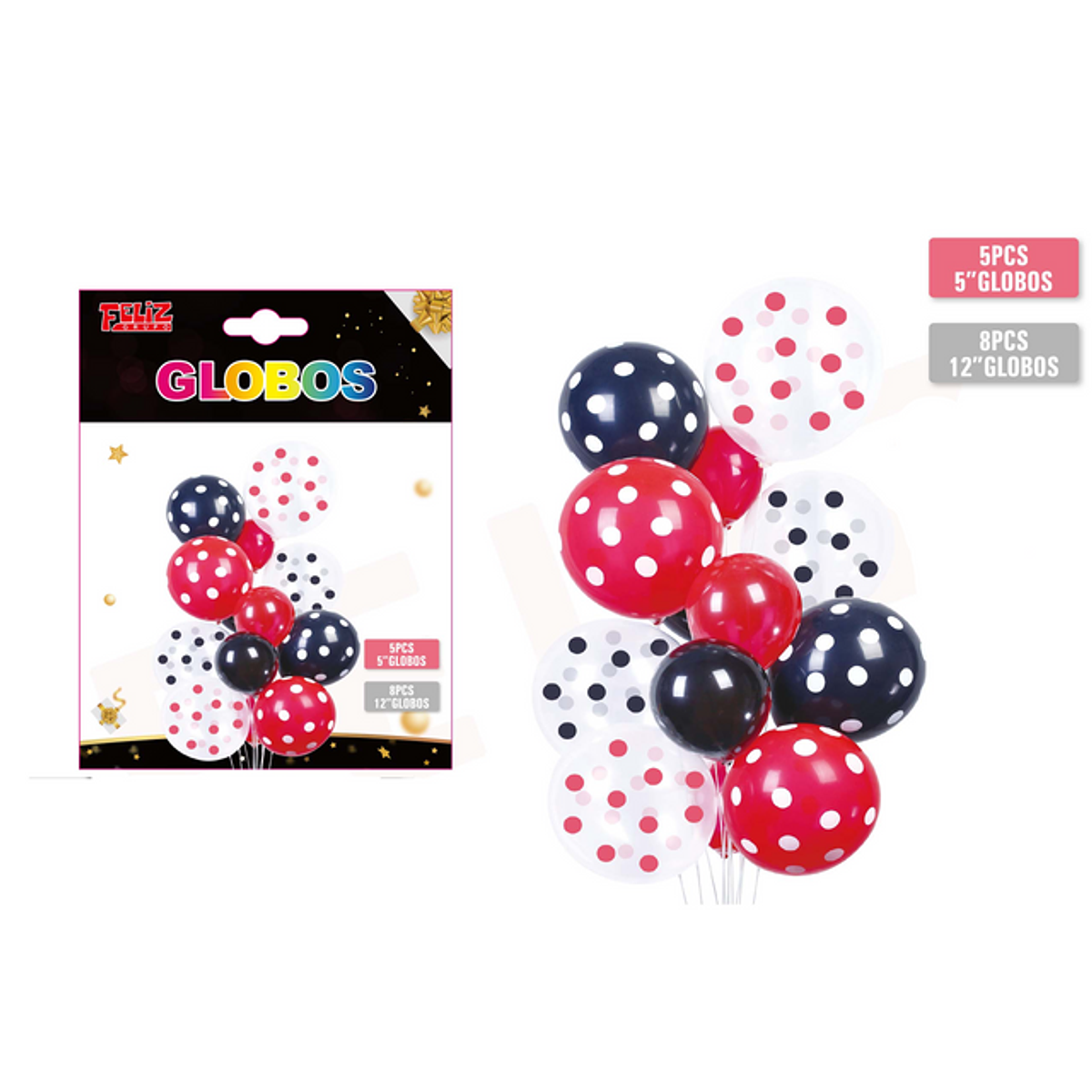 Set Globos Rojo y Negro 13 pcs