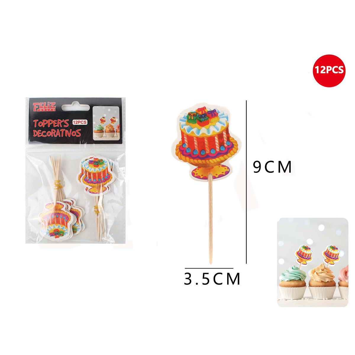 Toppers Decorativos Forma Torta