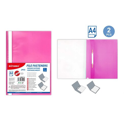 Carpeta Con Fastener Rosado A4