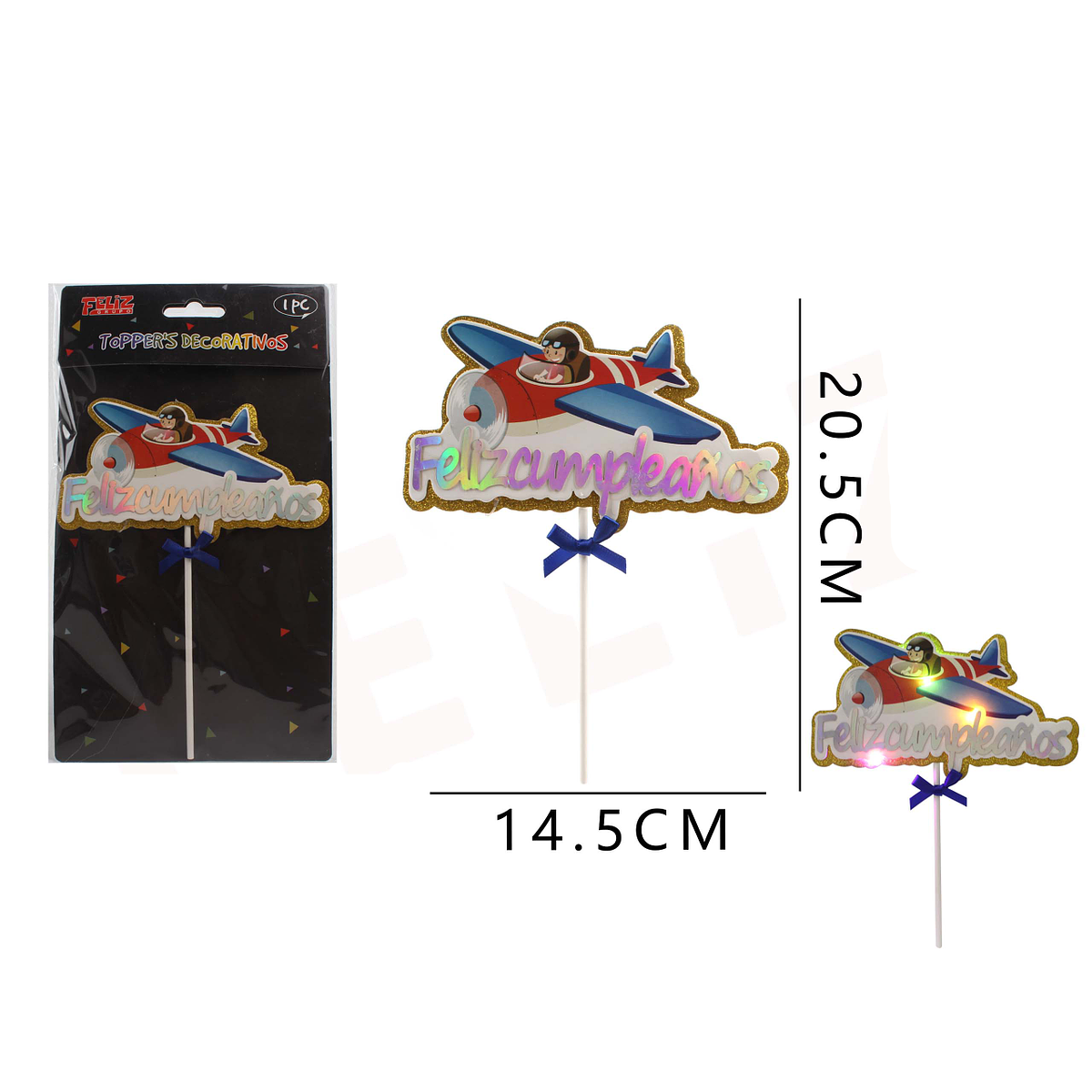 Toppers Decorativos de Torta de Avión con Luz