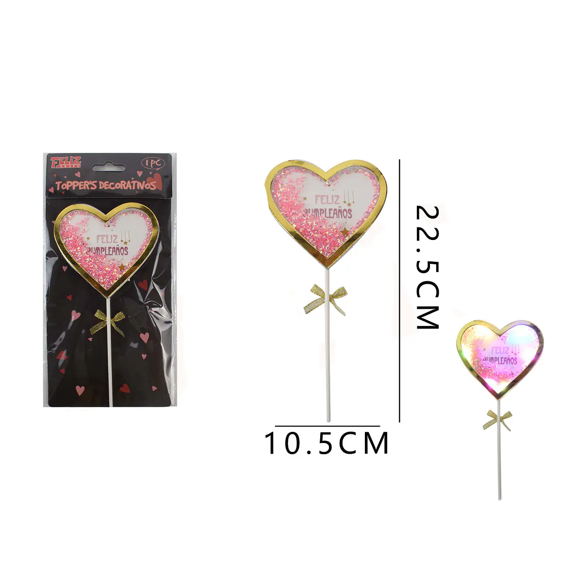 Toppers Decorativos de Torta de Corazón con Luz