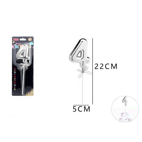 Topper Decorativo de Número 2 Plateado