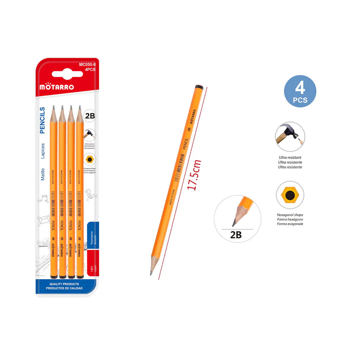 Set Lápices Gráfito 2B 4 pcs