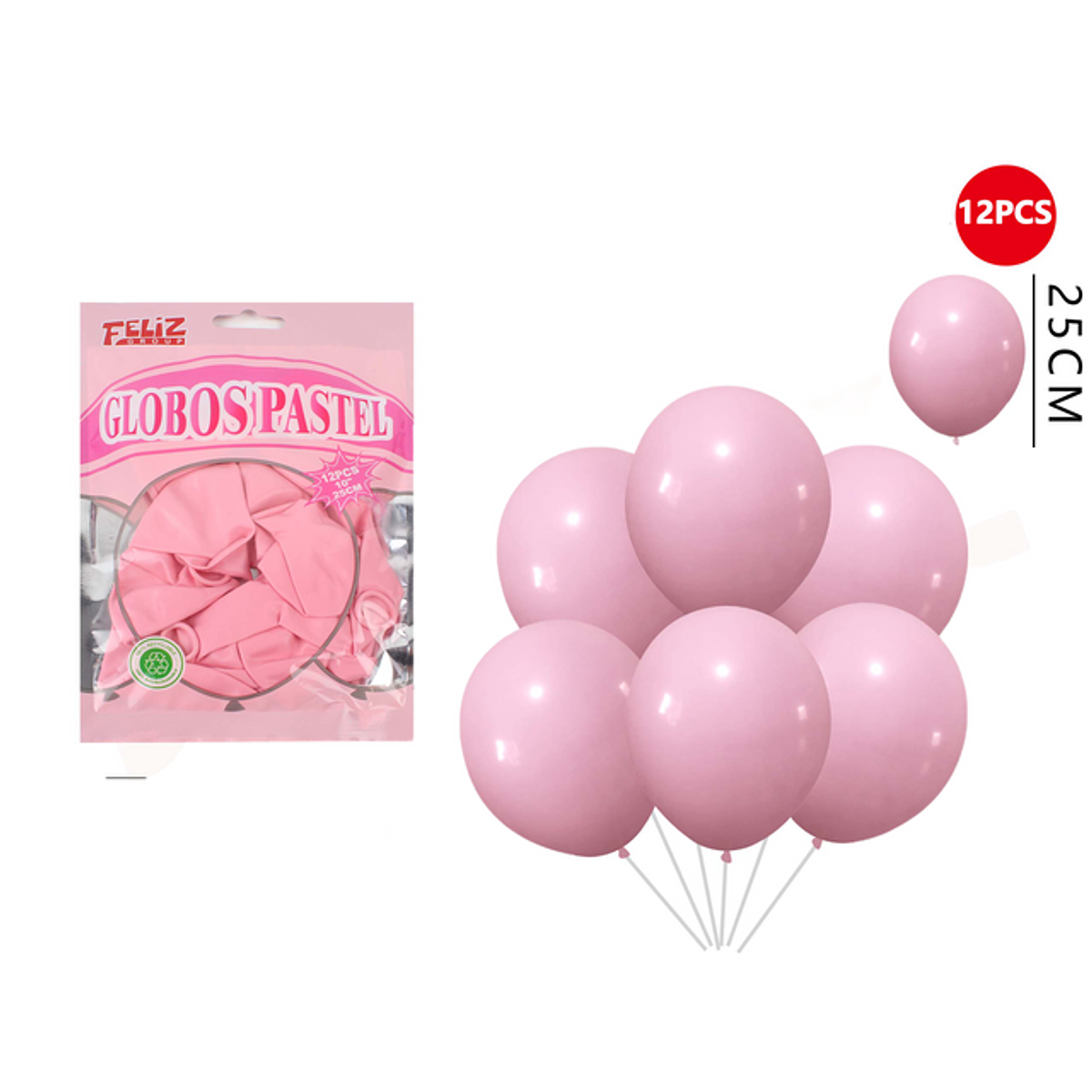 Globos Rosado Pastel 25cm 12pcs