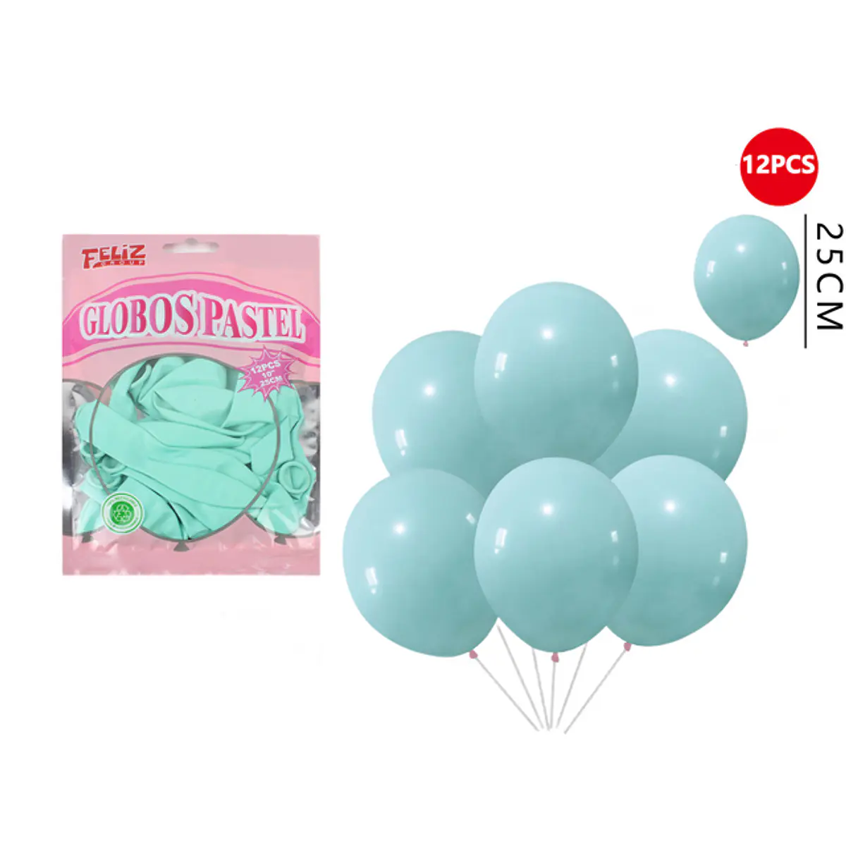 Globos Azul Tiffany Pastel 30cm 25pcs