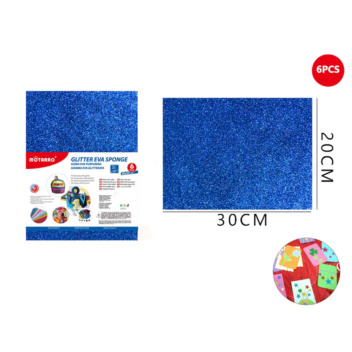 Goma De Eva Escarchado Gliter Azul 20*30cm