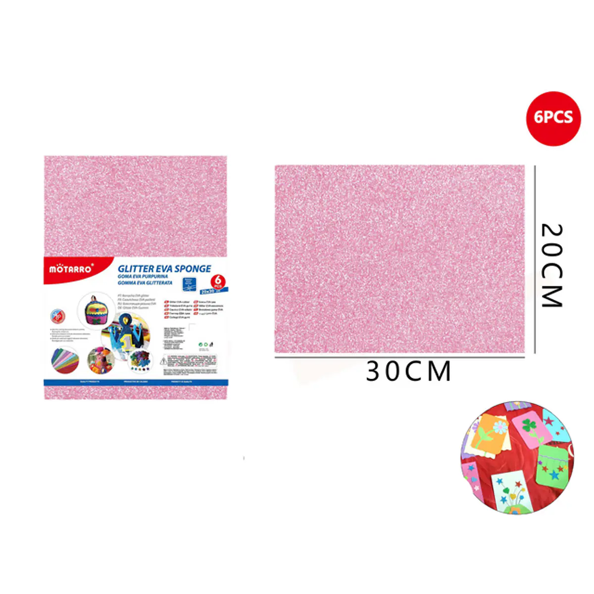 Goma De Eva Escarchado Gliter Rosado 20*30cm