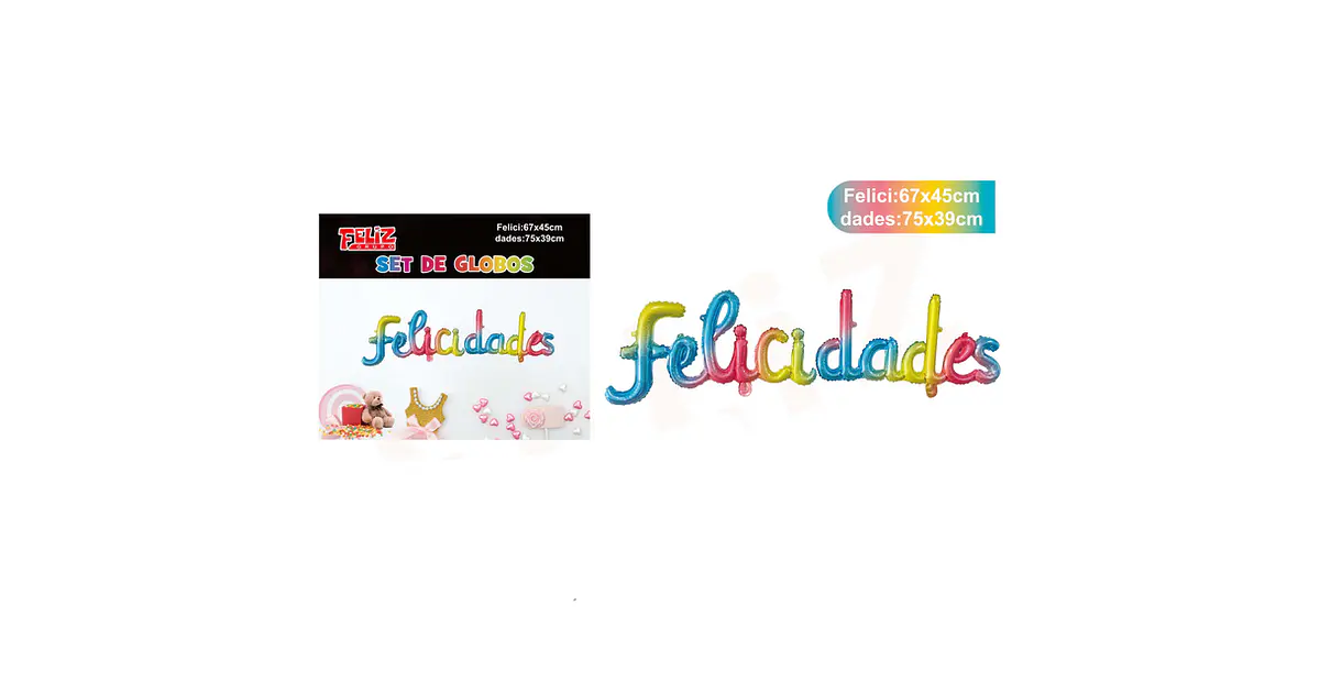 Globos Frase Felicidades Multicolor Cursiva