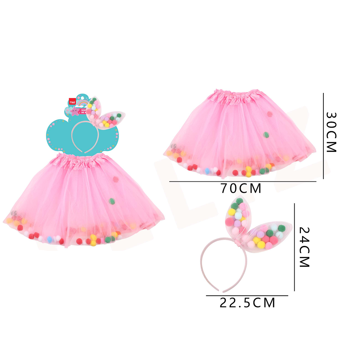 Set Disfraz Tutu+ Cintillo con Pompón