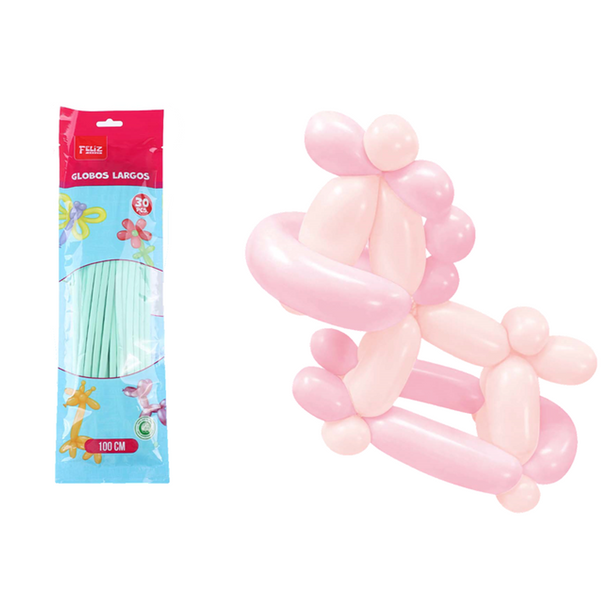 Globos largos verde 30 pcs