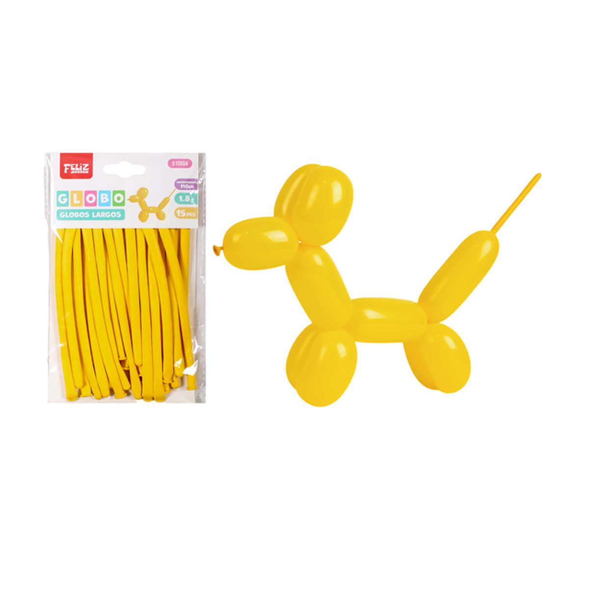 Globos Largos Amarillo 15pcs