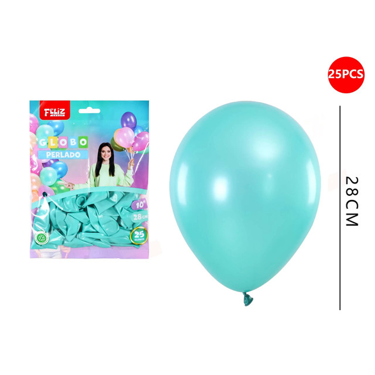 Globos Celeste perlado 28 cm 25 pcs