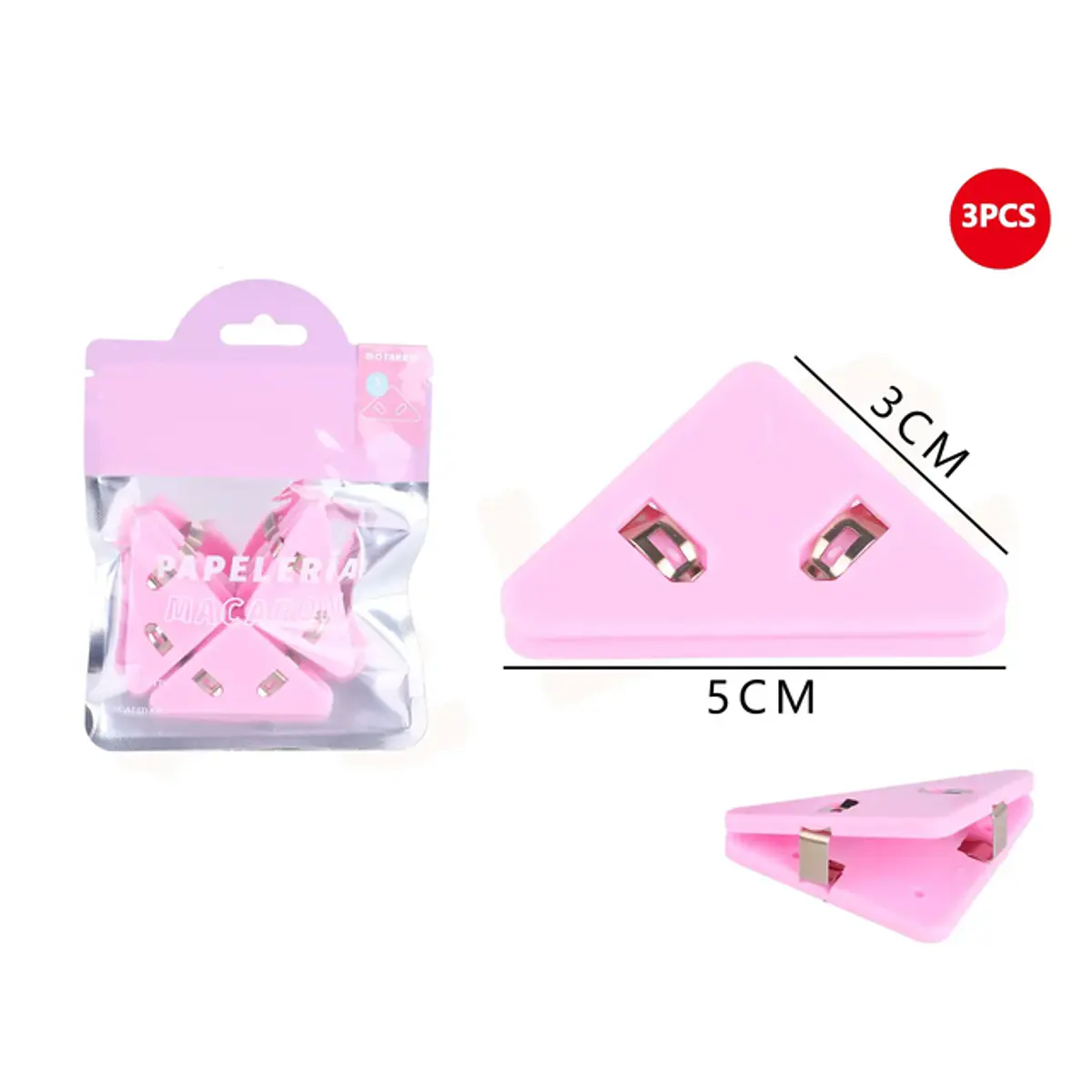 Pinza Triangulo Rosado pastel 5*3cm 3pcs