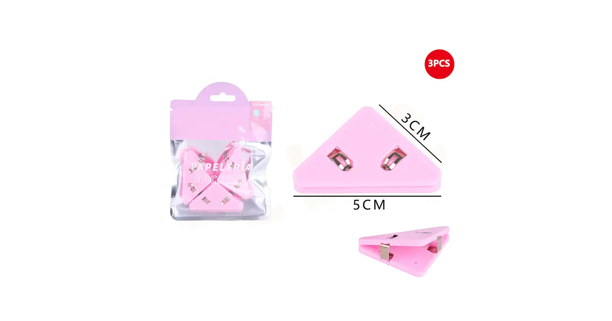 Pinza Triangulo Rosado pastel 5*3cm 3pcs